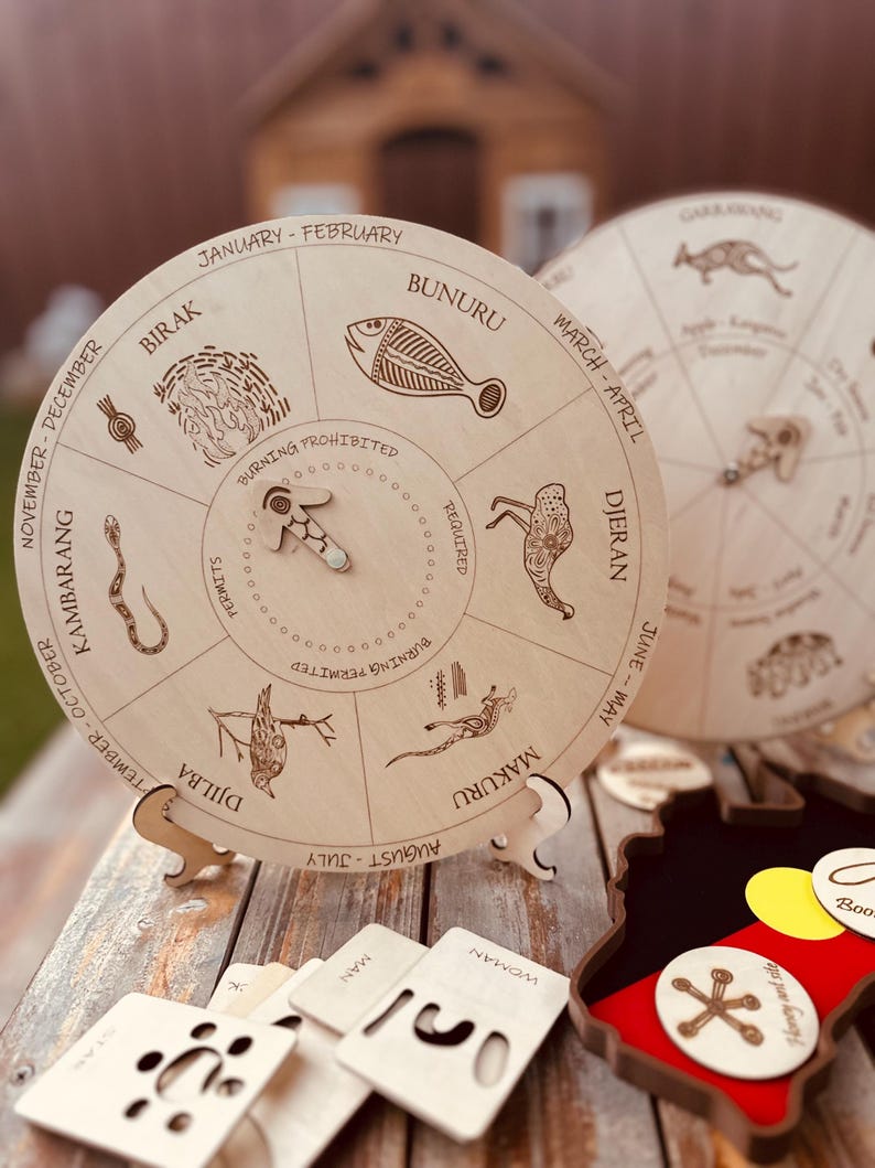 Wooden Engraved Aboriginal Calendar Seasons Wheel | Indigenous Learning ...