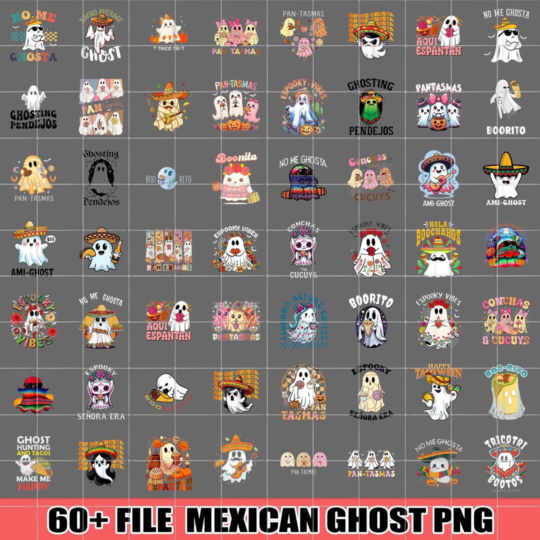 60+ Designs Mexican Ghost Png Bundle, Creepy Conchita Era Png, Conchas ...