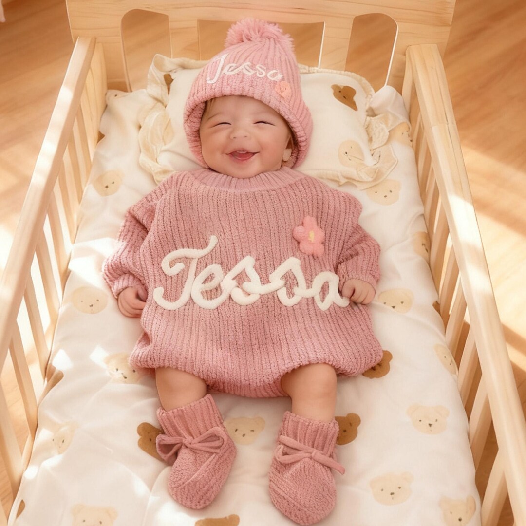 Personalized Baby Name Sweater, Custom Knit Sweater, Newborn Sweater ...