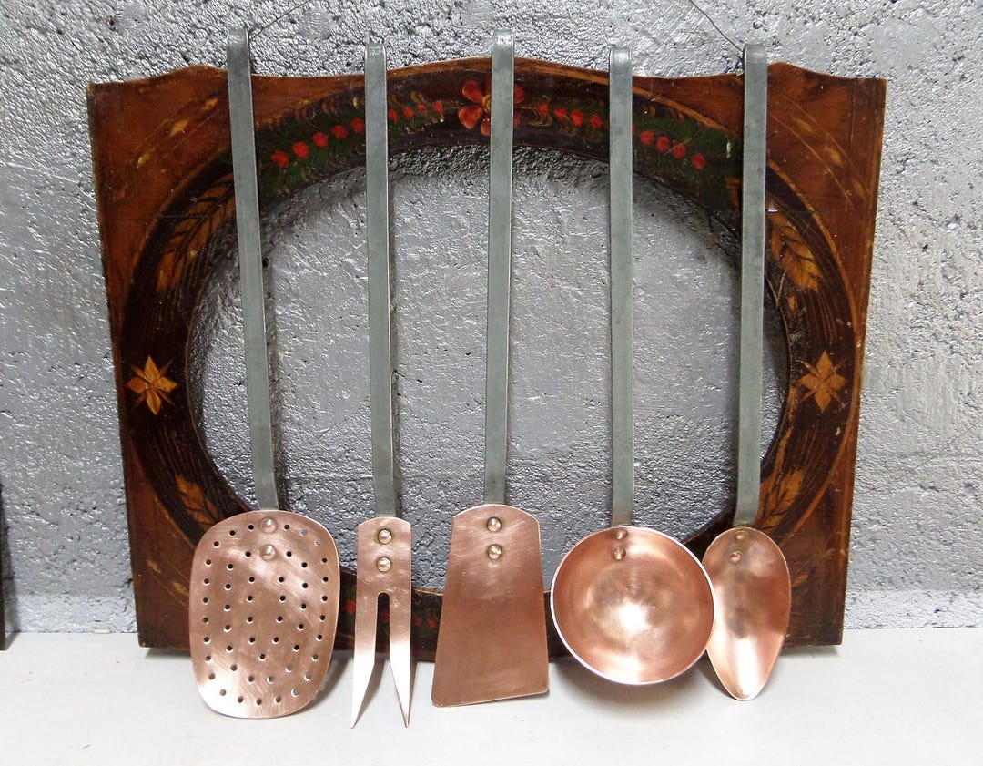 French Vintage Copper Brass Kitchen Utensils Set of 5. Professional ...