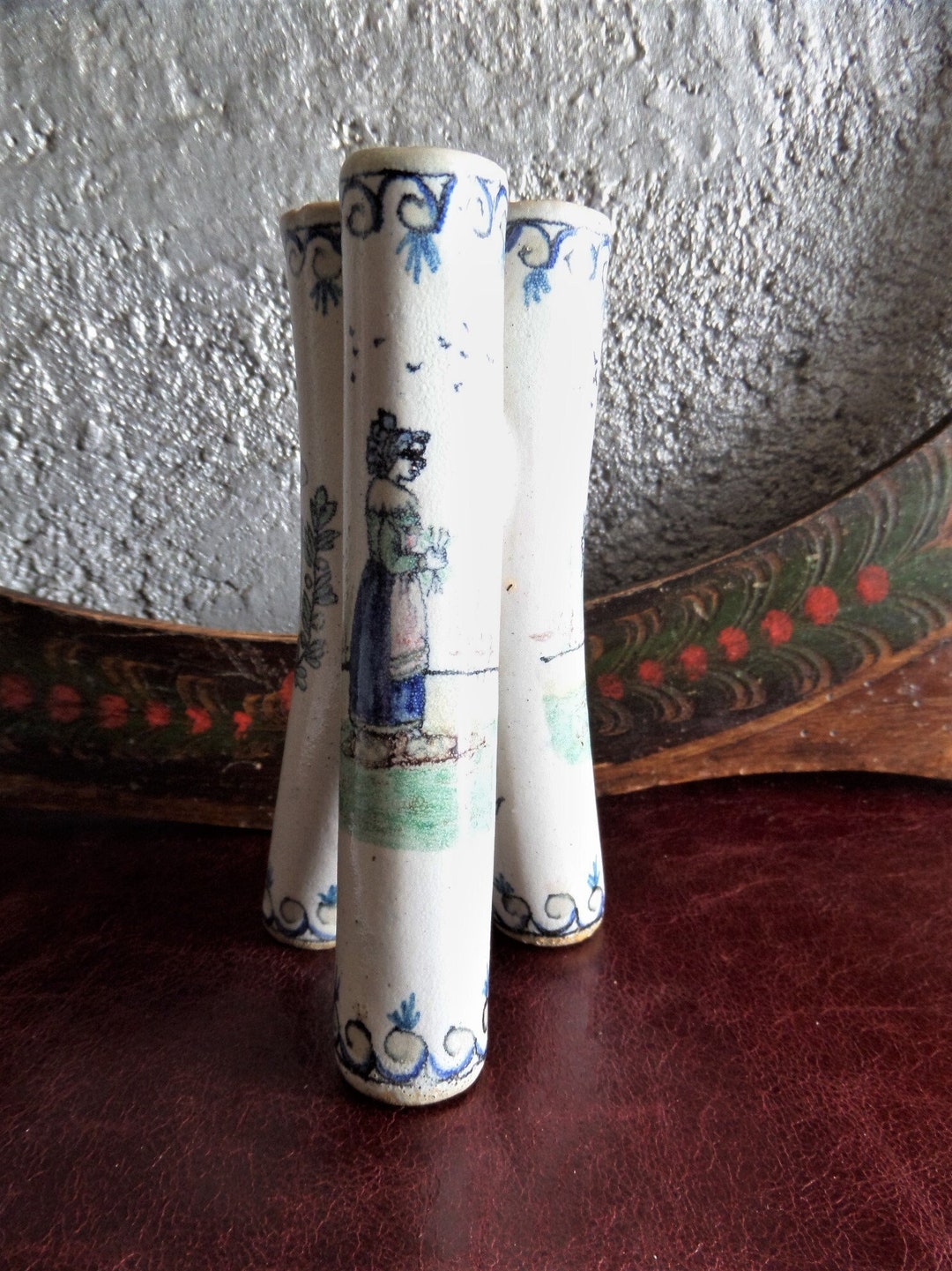Antique French Breton Soliflore Triple Flowers Vase 1890s - Etsy