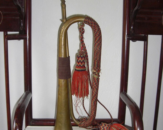 French Vintage Brass Bugle With Bugle Cords RESERVED to - Etsy