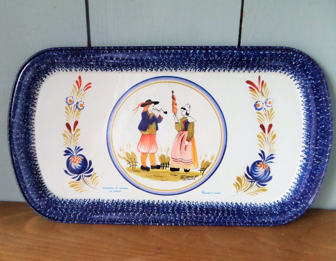 French Quimper Toleware Enamel Small Tray - Etsy
