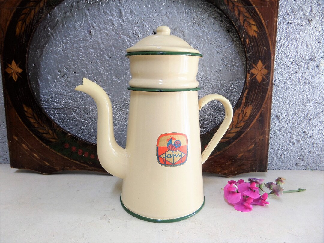 French Vintage Enamel Coffee Maker 1930s - Etsy