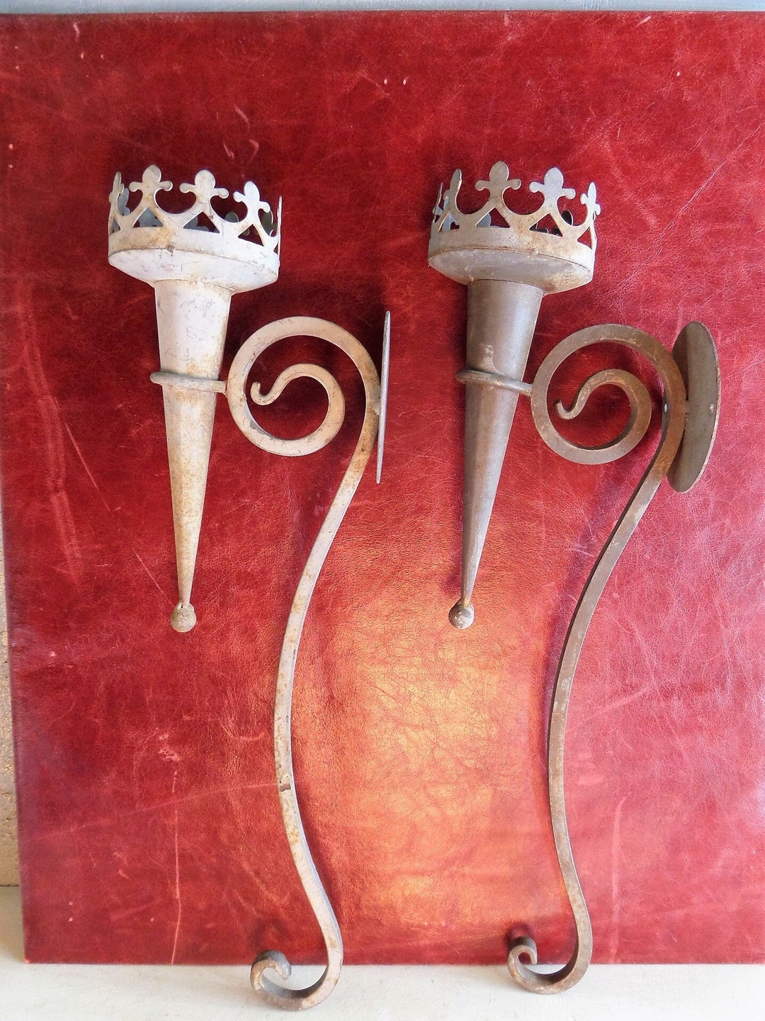 Pair of Antique Chateau Style Metal Torches. - Etsy