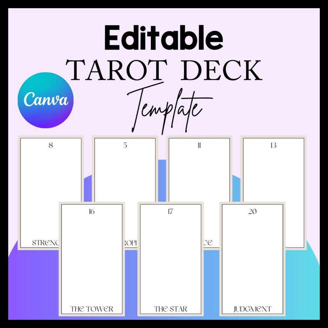 Editable Tarot Deck Template: 78 Card Canva Design (digital Download ...