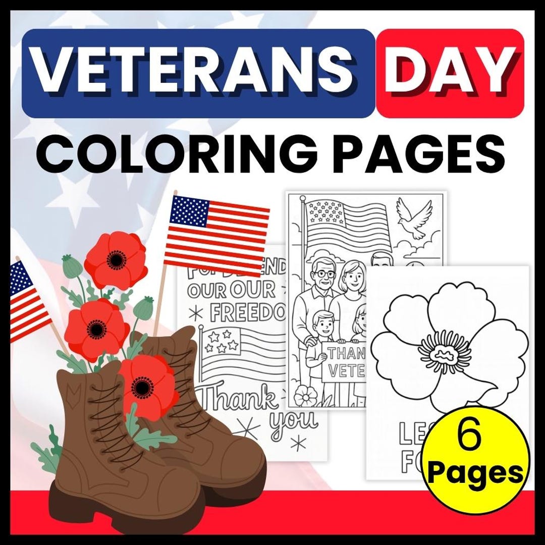Veterans Day Coloring Pages for Kids | Patriotic Art (PDF Download) - Etsy