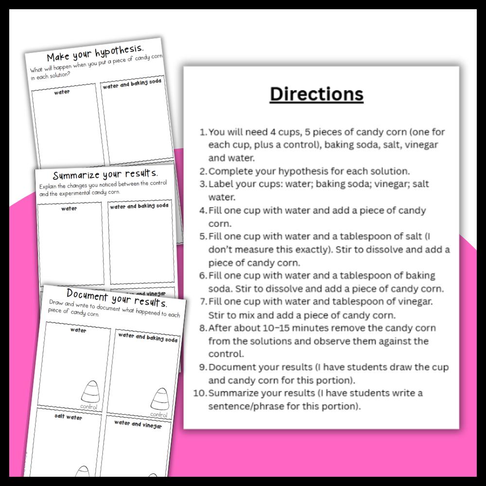 Candy Corn Science Experiment: Halloween STEM Activity (PDF) - Etsy
