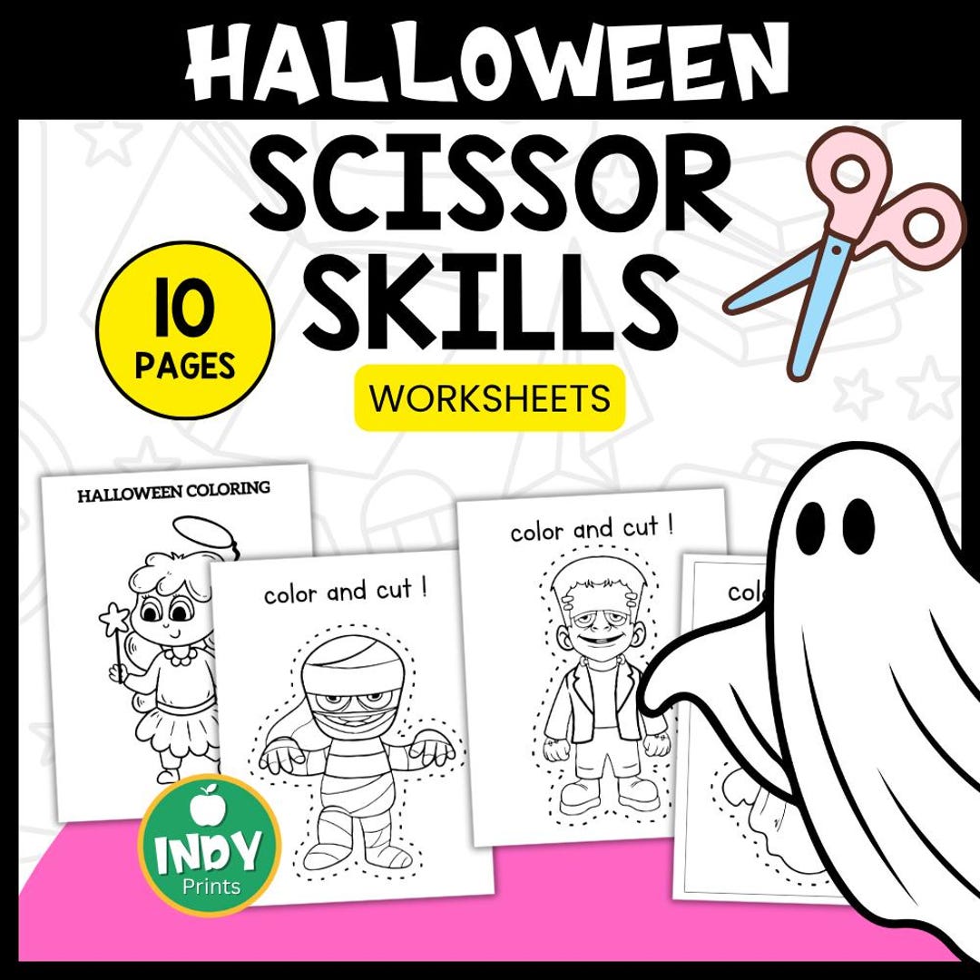 Halloween Scissor Skills Worksheets | 10 Printable Cutting Practice ...