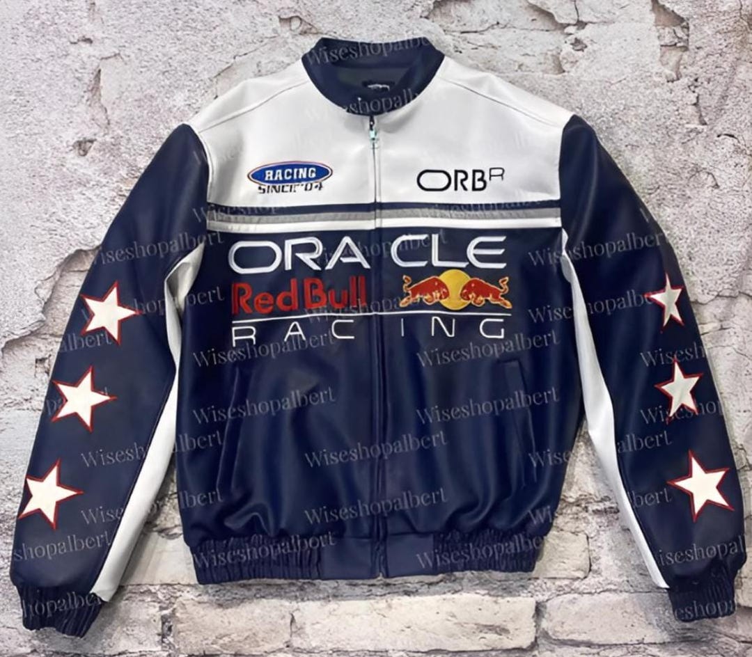 Red Bull Oracle F1 Racing Jacket, Genuine Cowhide Leather Bomber - Etsy