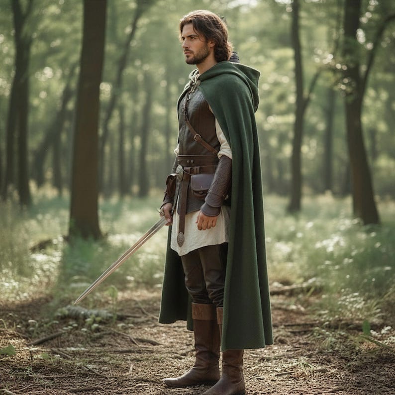 Greencloak Woodland Set Ranger Leather Outfit, Druid Forest Medieval ...