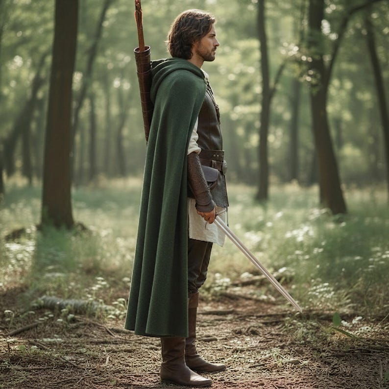 Greencloak Woodland Set Ranger Leather Outfit, Druid Forest Medieval ...