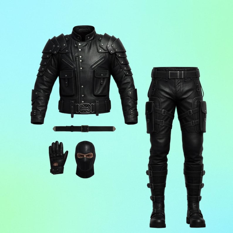 Tactical Black Leather Ninja Suit | Assassin Gear, Cyberpunk Cosplay ...