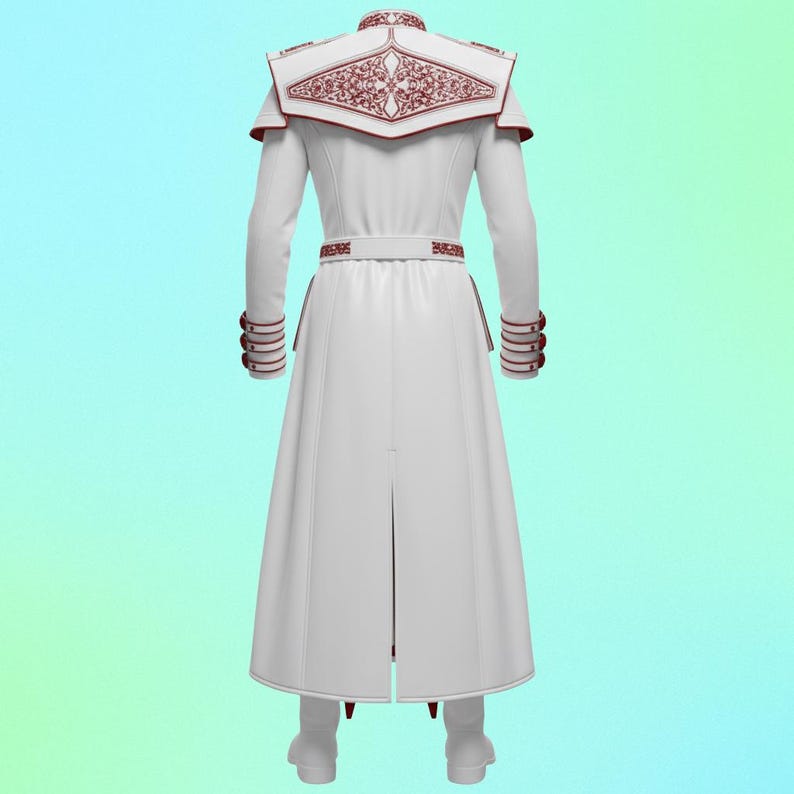 Handmade Regal White & Red Fantasy Coat | Men's Vampire Hunter Trench ...