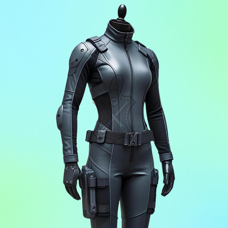 High-tech Women Black Combat Cyberpunk Stealth Rugged Warrior Jumpsuit ...