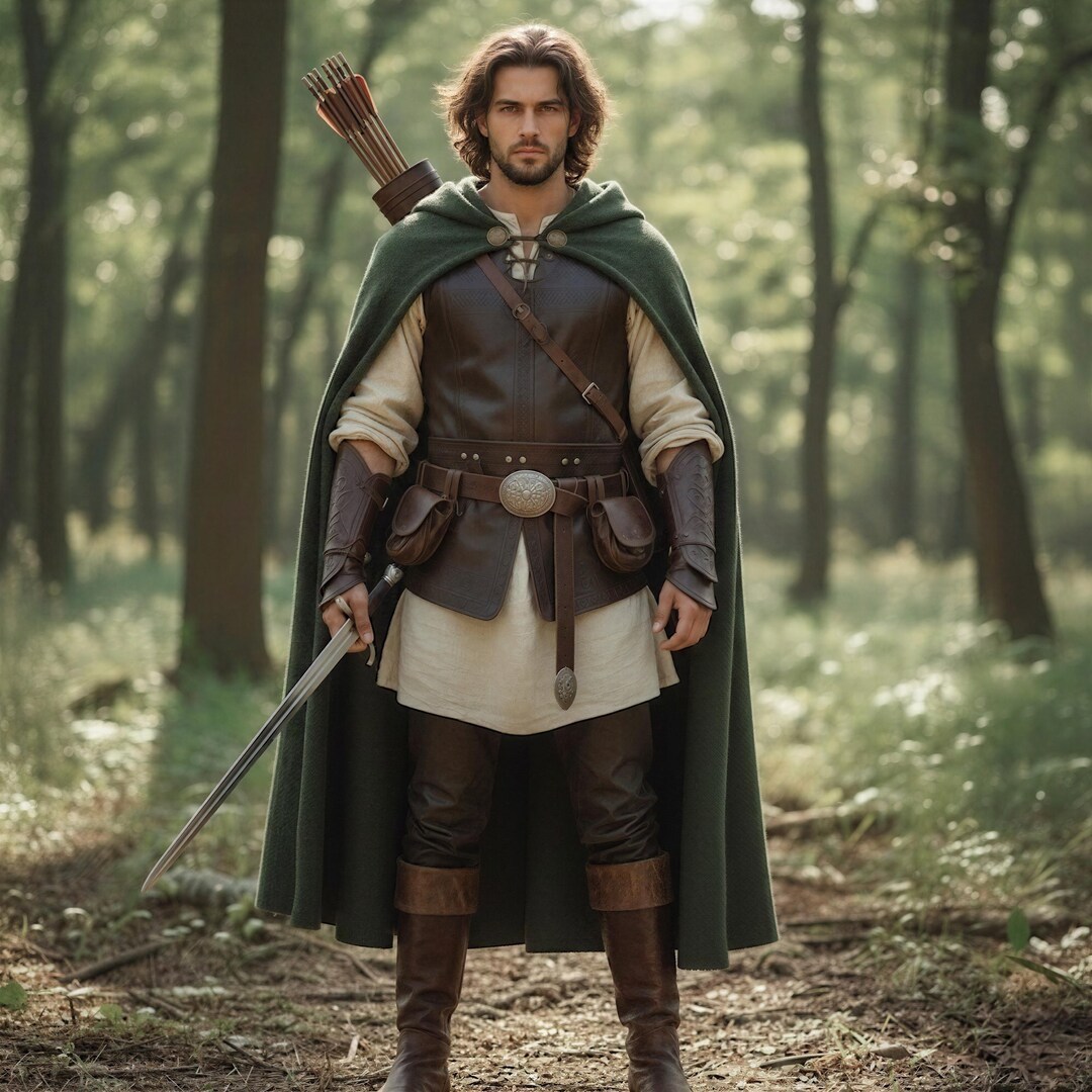 Greencloak Woodland Set Ranger Leather Outfit, Druid Forest Medieval ...