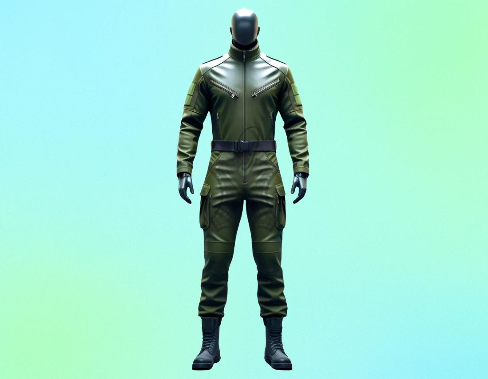 Custom Handmade Rugged Tactical Leather Green Combat Utility Jumpsuit ...