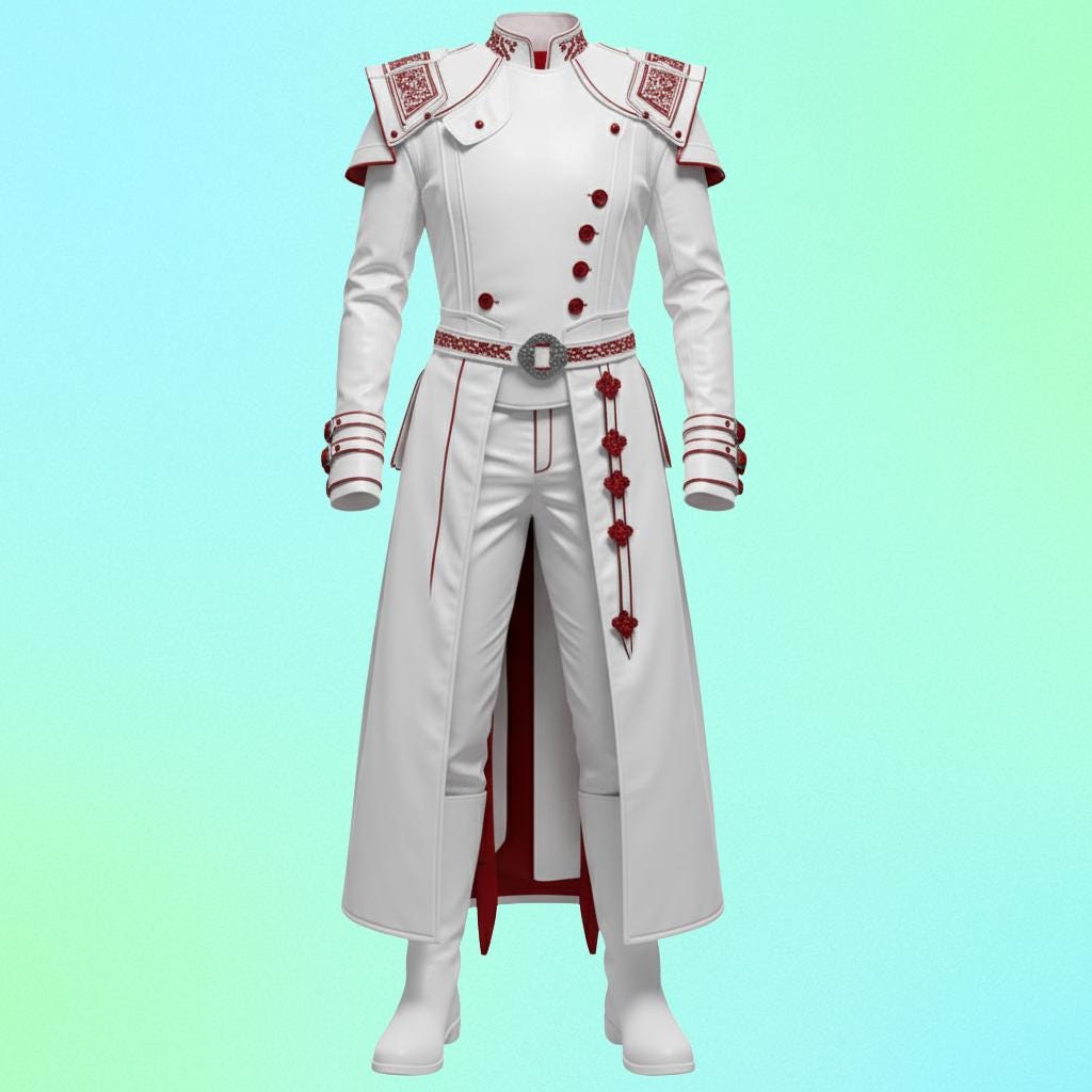 Handmade Regal White & Red Fantasy Coat | Men's Vampire Hunter Trench ...