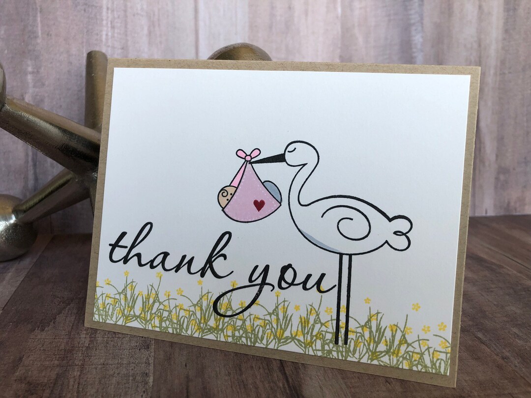 Thank You Cards Baby Girl set of 8 Hand Stamped - Etsy
