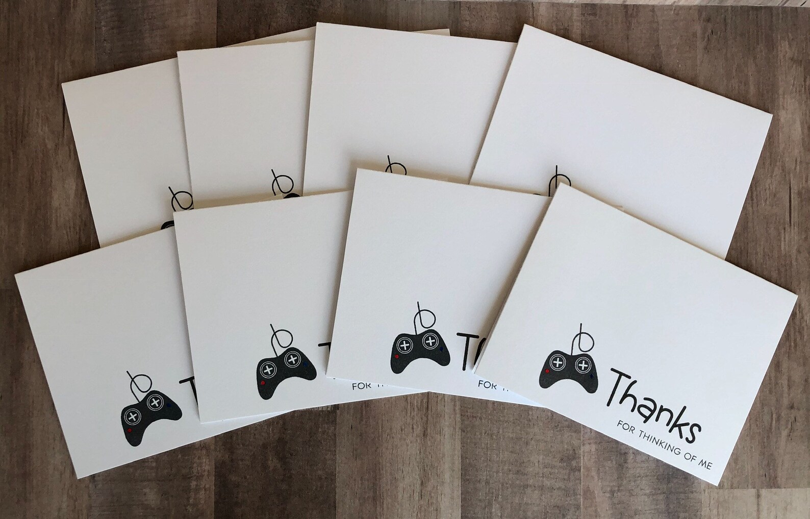 Thank You Cards Video Game Controller set of 8 Hand - Etsy