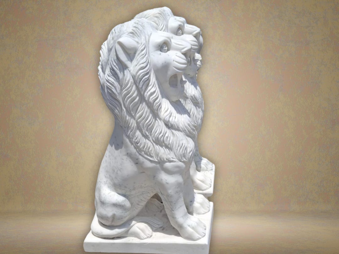 Handmade White Marble Lion Sculpture - 4ft Garden Statue (pair - Etsy