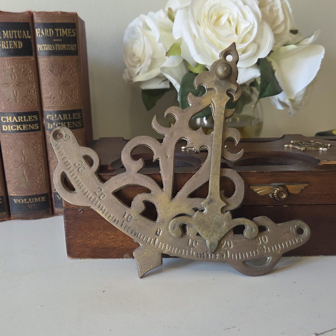 Vintage Brass Inclinometer Angle Finder – Ornate Pendulum Protractor ...