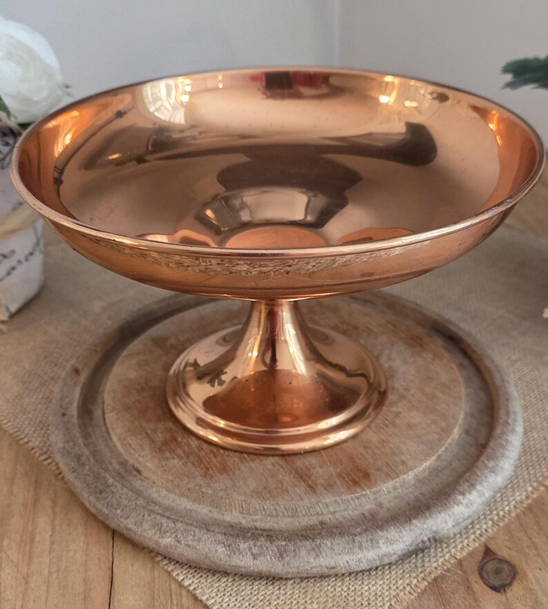 Vintage Coppercraft Guild Pedestal Compote Dish | Mid-century Solid Copper Candy Dish | Rustic ...