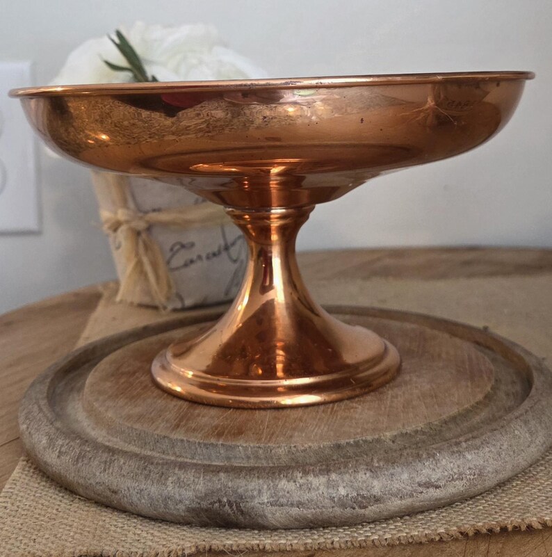 Vintage Coppercraft Guild Pedestal Compote Dish | Mid-century Solid Copper Candy Dish | Rustic ...