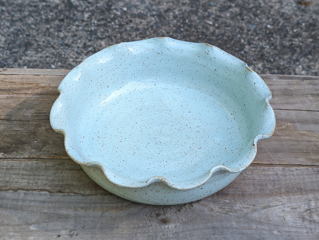 9 Speckled Stoneware Pottery Pie Plate in Robin's Egg Blue Glaze ...