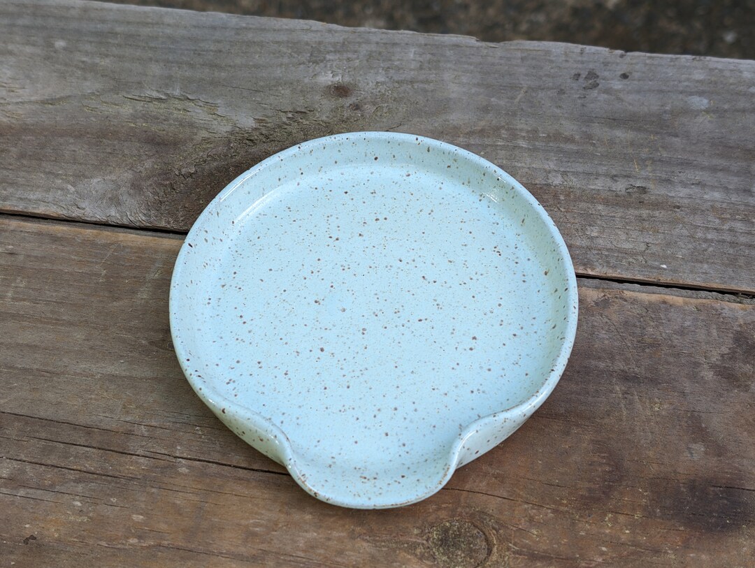 Large Spoon Rest, Speckled Robins Egg Blue, Handmade Ceramic Spatula ...