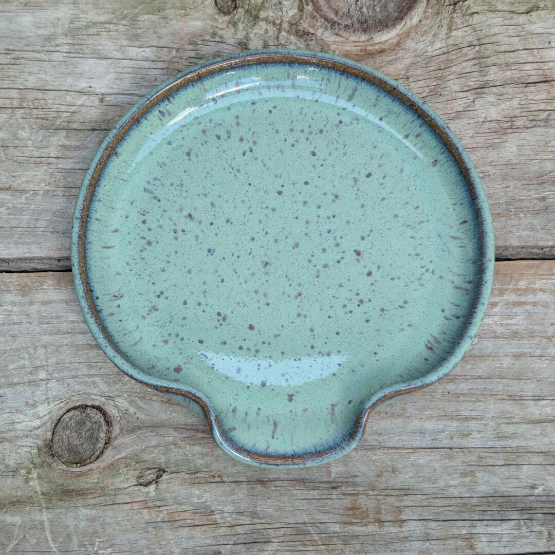 Seafoam Green Spoon Rest, Handmade Ceramic Spatula Holder, Dishwasher ...
