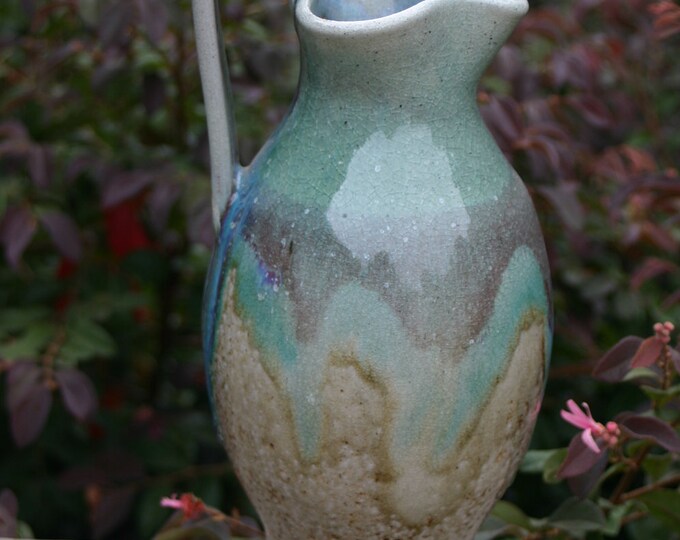 Salt Glazed Pottery Rebekah Pitcher With Copper Glaze Seagrove NC - Etsy