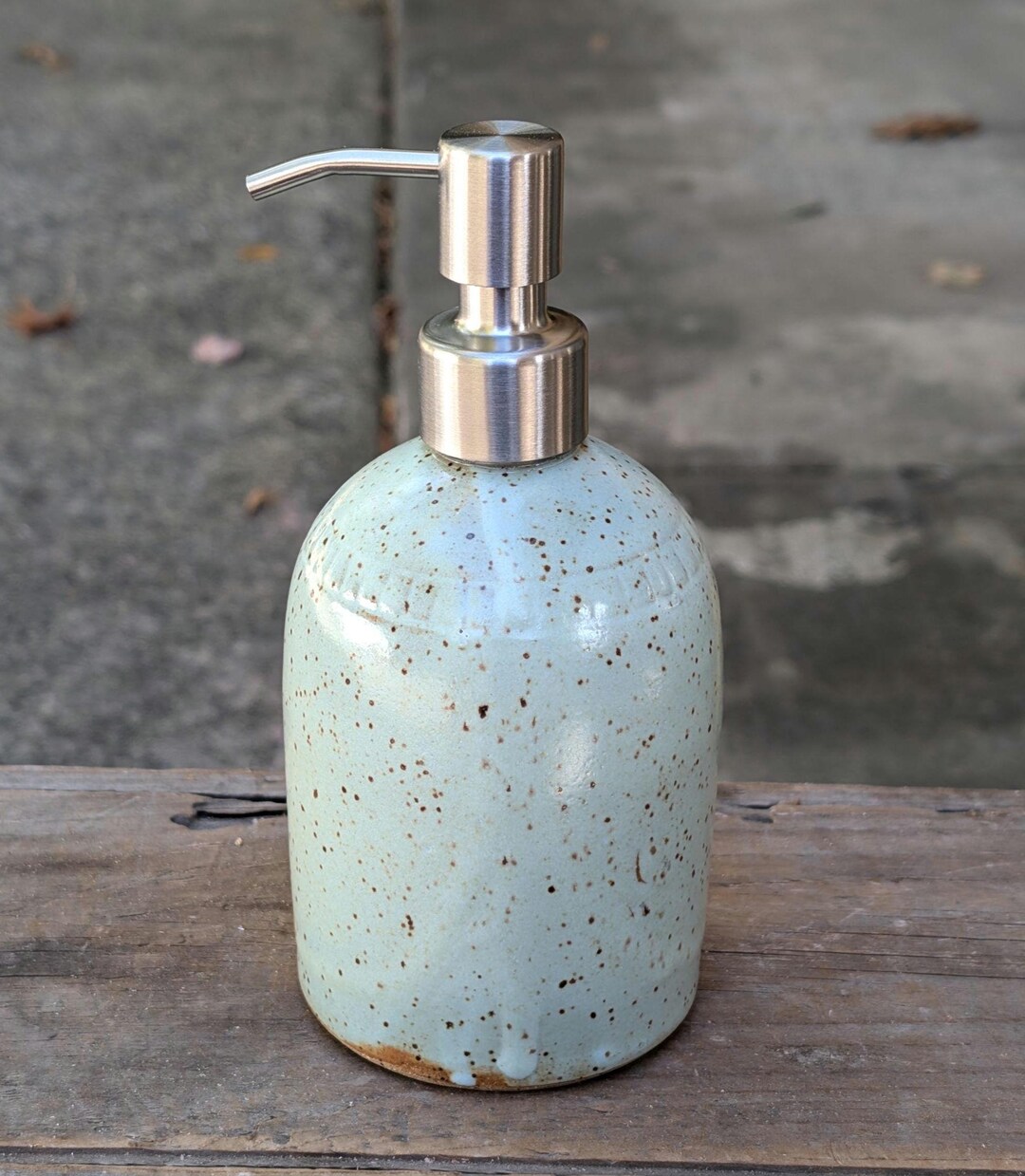 Handmade Soap Dispenser, Robins Egg Blue Speckled With Stainless Finish ...