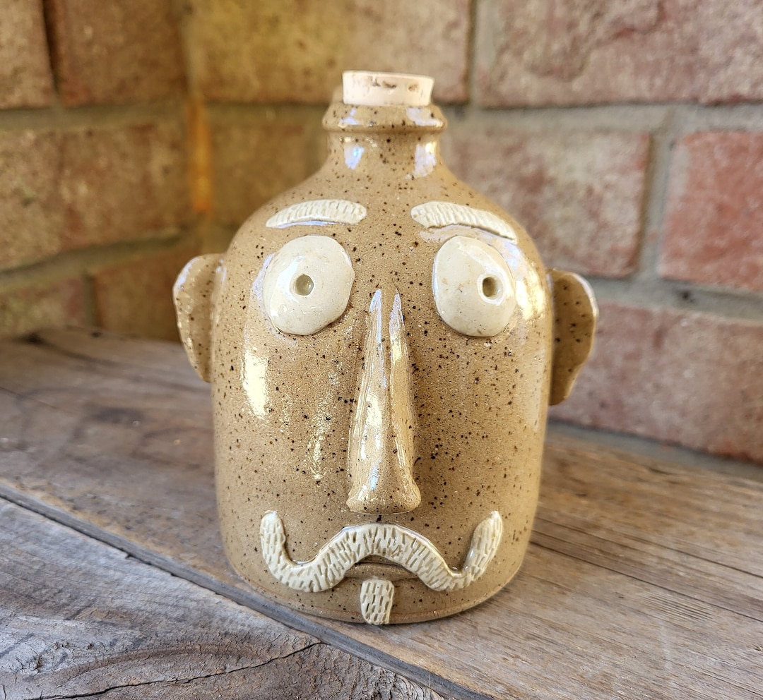 Pottery Face Jug White Mustache Ugly Jug NC Pottery - Etsy