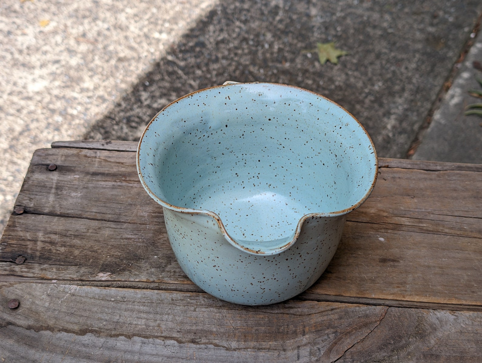 Pottery Mixing Bowl Speckled Robins Egg Blue, Stoneware Batter Bowl, NC ...