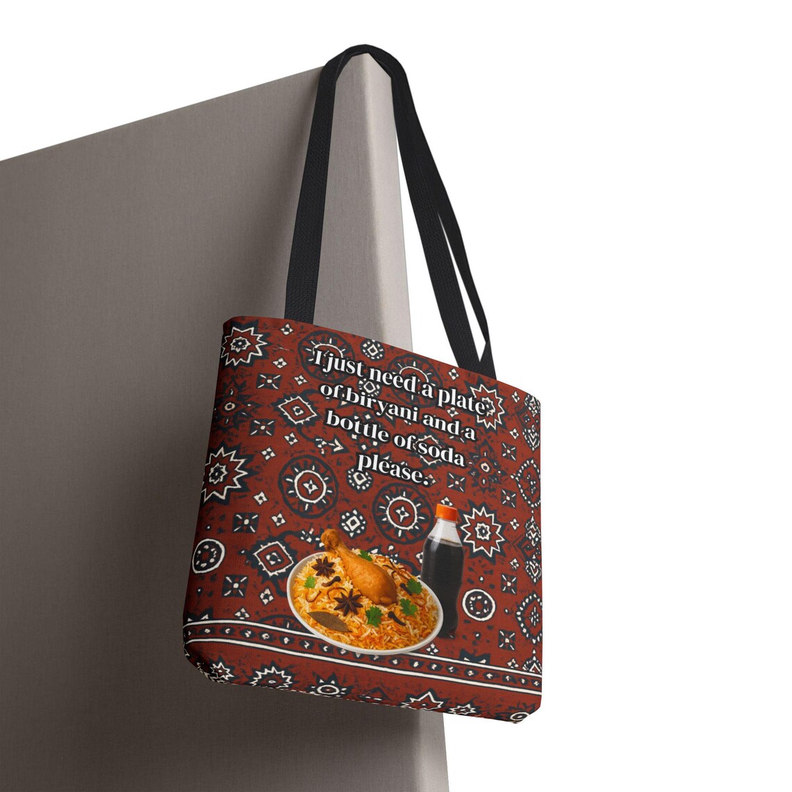 Karachi Culture Tote Bag - Biryani and Ajrak Fun - Day to Day Use for ...