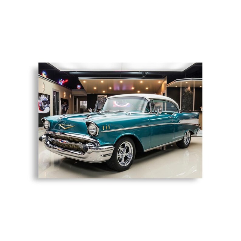 Pristine 1957 Chevy Poster | Classic Car Showroom Print | Iconic ...