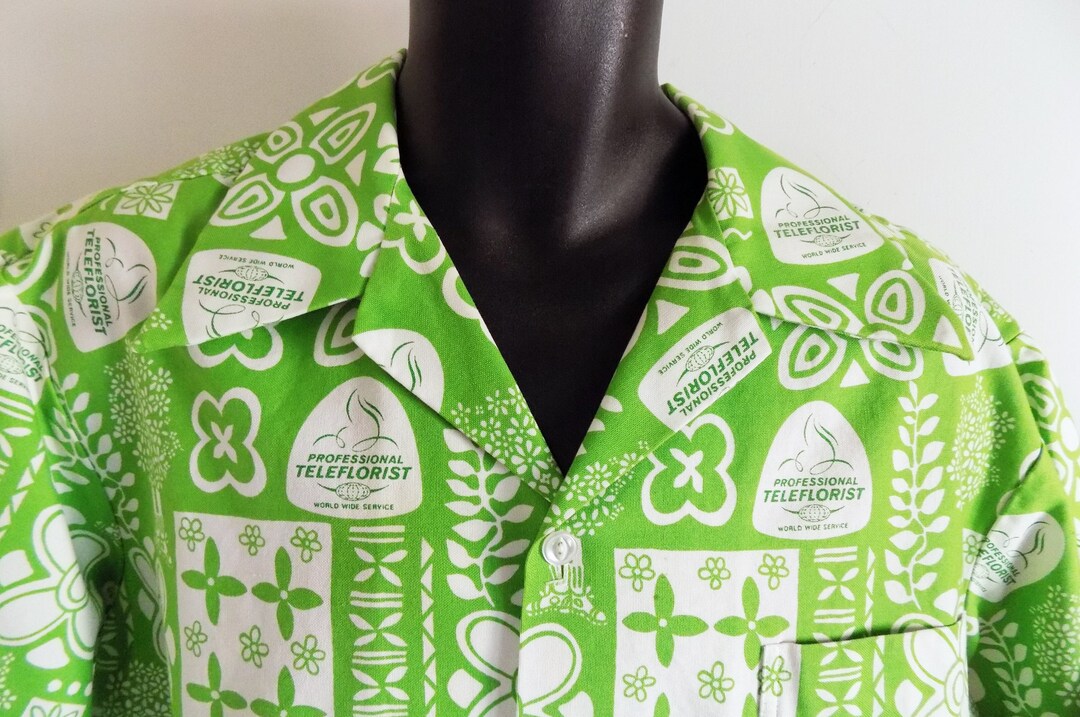 1970s Teleflora Hawaiian Shirt / Advertising / 1973 / Teleflorist / XL ...