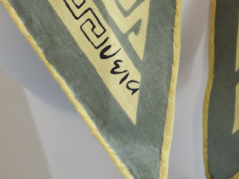 1940s-60s Wingtip Silk Scarf by VERA, Hand Rolled Hem, Olive Green ...