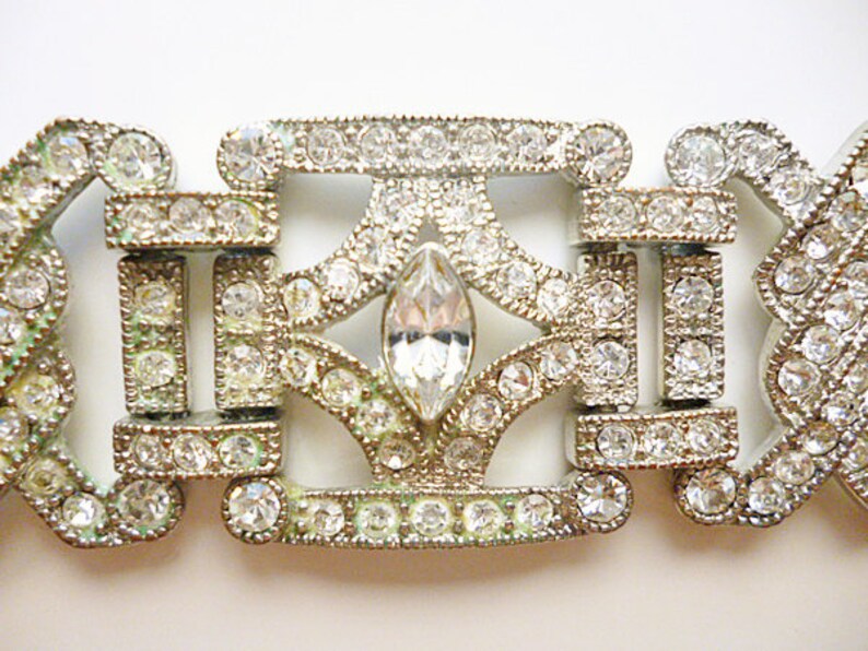 Heavy Art Deco Rhinestone Bracelet - Etsy