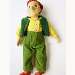 1940s-50's Pinochio Hand Made Vintage Cloth, Felt, and Composite Doll ...