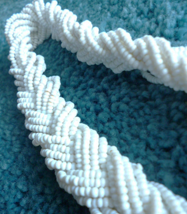1940s White Glass Braided Necklace | Etsy