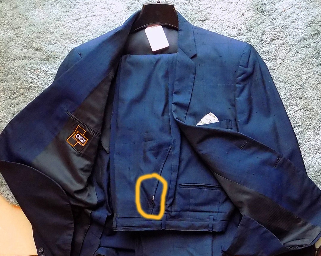 1950s Dark Blue Suit, Nubby Silk/rayon? Made by CURLEE Clothes, 42R ...