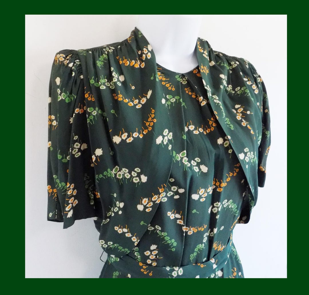 1930s Art Deco Demure Rayon Dress, NO FLAWS, Fake Bolero Jacket ...