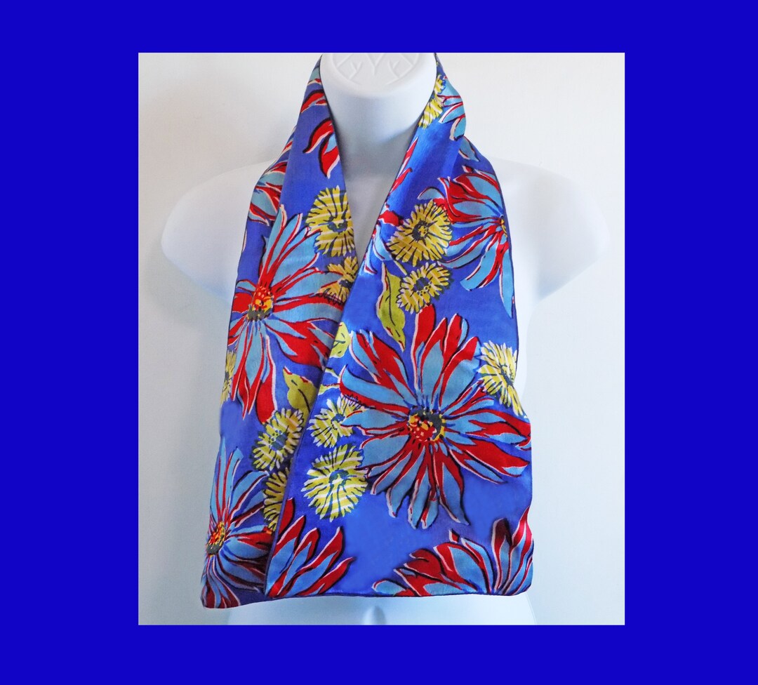 1930s-40s RARE Art Deco Thick Silk, Lined Scarf With Floral Design ...