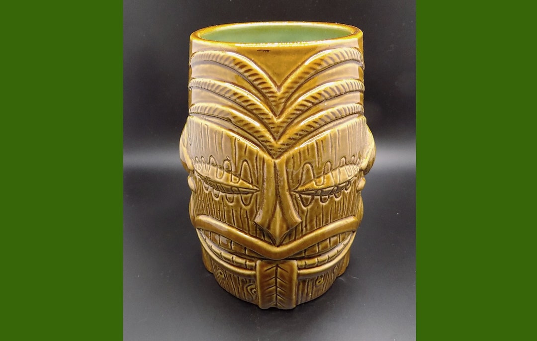 Large MUNKTIKI IMPORTS Tiki Beer Mug / No Handle / Green Interior ...