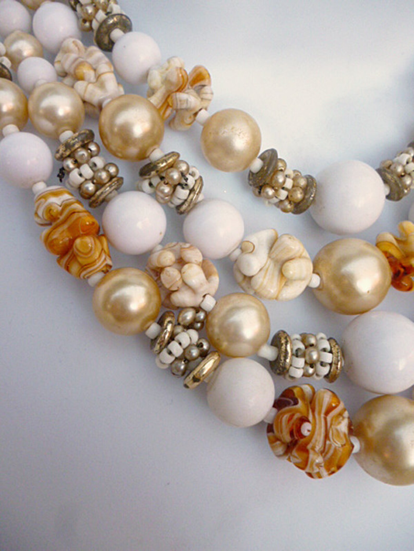 1950's Atomic 4 Strand Glass and Plastic Bead Necklace - Etsy