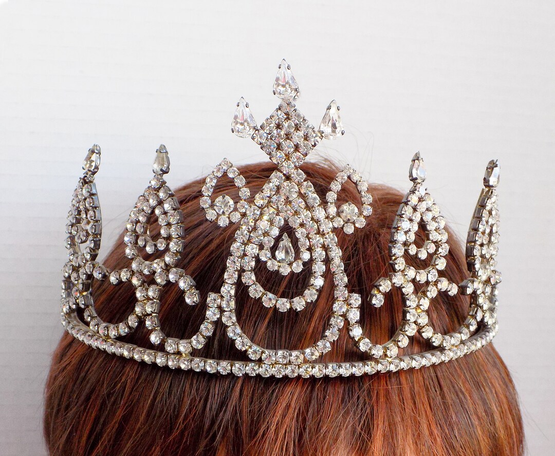 1940s-50s LARGE Crystal Diamanté Encrusted Rhinestone Bride~prom Tiara ...