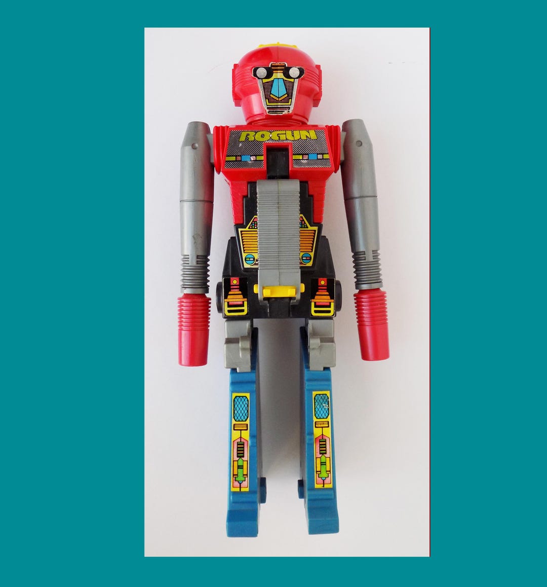 1980s ROGUN Robot Cap Gun Rifle, Very Good Condition, Red Blue and ...