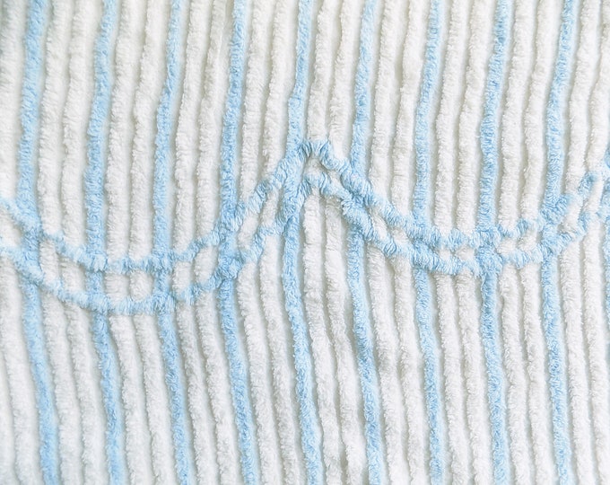1950s Chenille Baby Blue and White Bedspread Remnant for Pillow, Baby ...